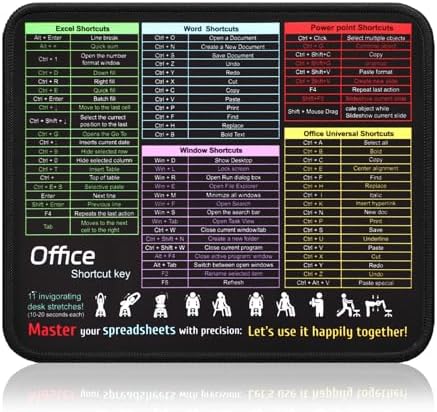 Amazon.com: Office Shortcut Mouse Pad for Excel/Word/PPT/Windows (11.8 ...