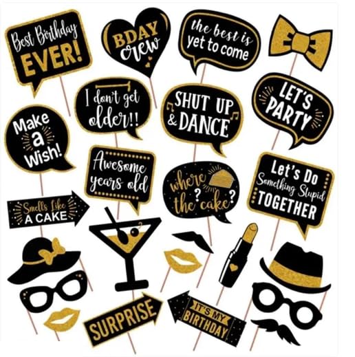 Happy Birthday Photo Props Set of 24 Pieces, Birthday Party Props for ...