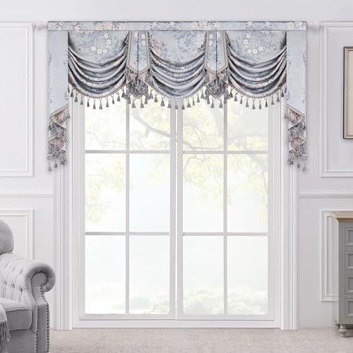 Amazon.com: Loom and Mill Luxury Jacquard Waterfall Valance for Living ...