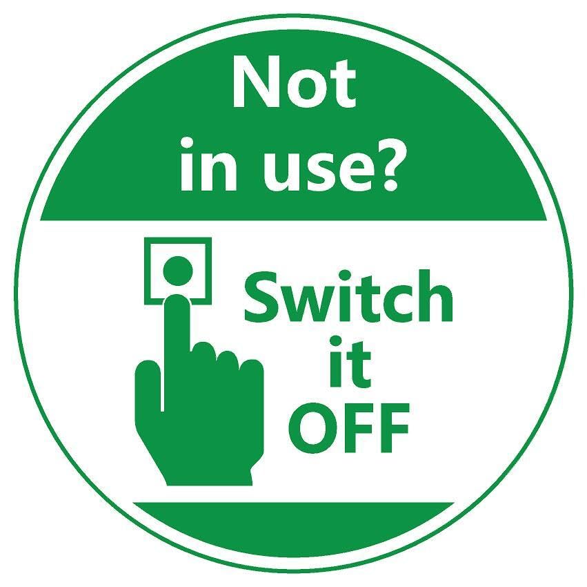 ISO Safety Label Sign - Not in use switch it off - Self adhesive ...
