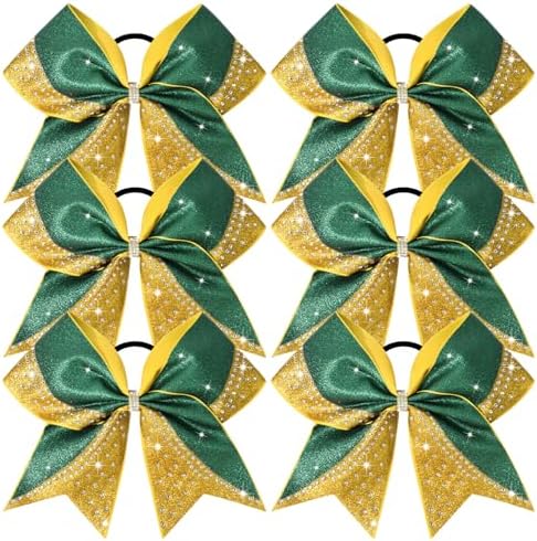 Amazon.com : 6PCS Glitter Cheer Bow Large Cheer Bows Rhinestones Hair ...