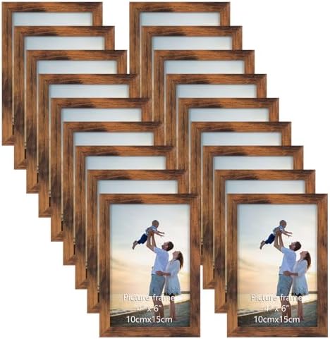 Hoikwo 18 Packs 4x6 Rustic Brown Multi Picture Frames Set for Family ...
