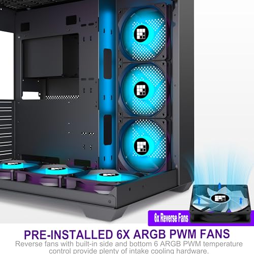 Mid Tower Pc Case AMANSON PC Case - 9 ARGB Fans Pre-installed, ATX Mid ...