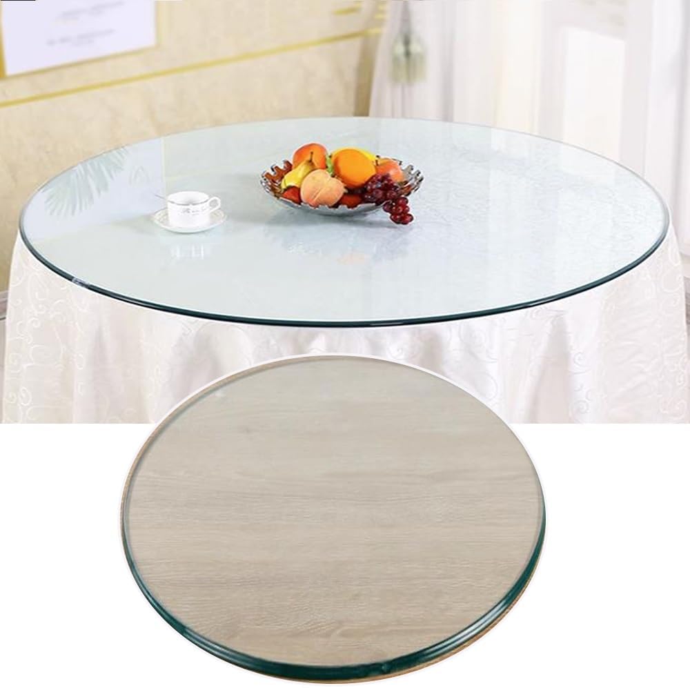 DOUKI 40" Glass Table Top Clear Round Dining Table Top Transparent Flat ...