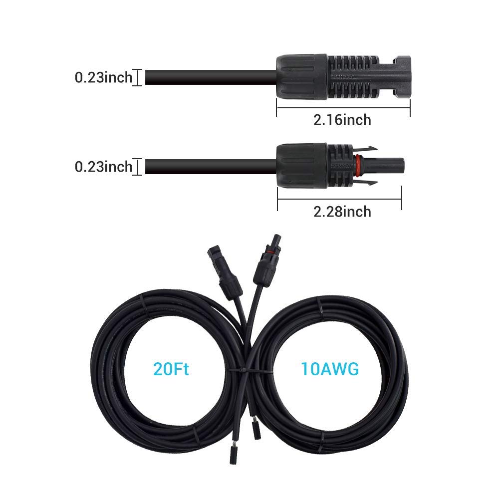 Snapklik.com : Renogy 20FT 10AWG Solar Adaptor Wire Extension Cables