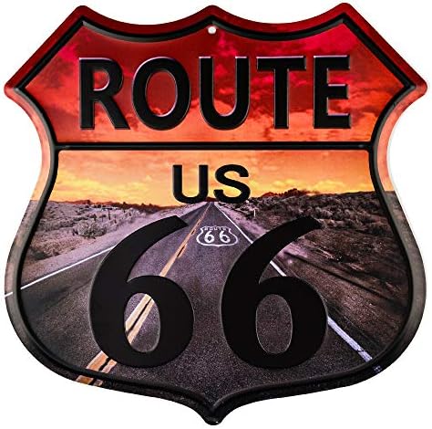 SUDAGEN Route 66 Signs Vintage Road Signs with Polygon Metal Tin Sign ...