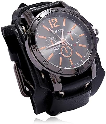 Wide Band Leather Bracelet Watch,Steampunk Vintage Wristwatch Fashion ...