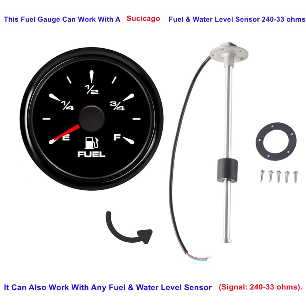 Snapklik.com : Sucicago 2" Boat Fuel Gauge Fuel Level Gauge Marine ...