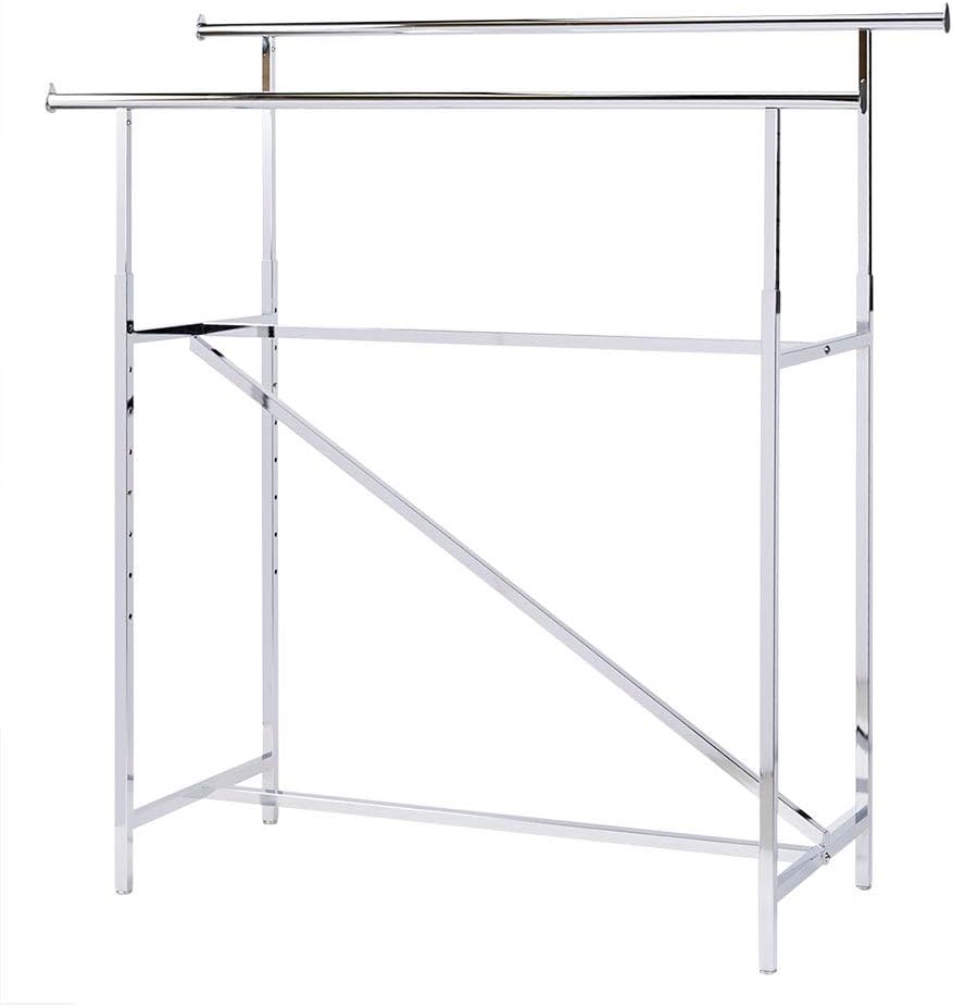 Amazon.com: SSWBasics Chrome Double Clothing Rack with Z-Brace - 60''W ...