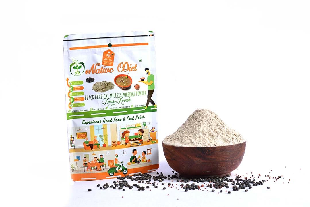 Native Diet Black Urad Dal Millets Porridge Powder (Kanji/Koozh) 500gm ...