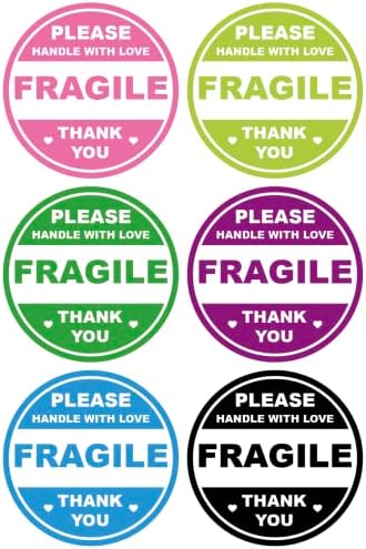 Amazon.com: 2 inch 300 PCS 6 Color Fragile Stickers for Shipping Please ...