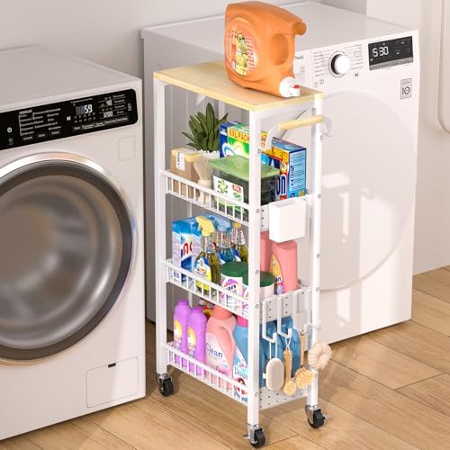 Amazon.com: DTUQYX Laundry Room Organization Cart, 4 Tier Slim Rolling ...