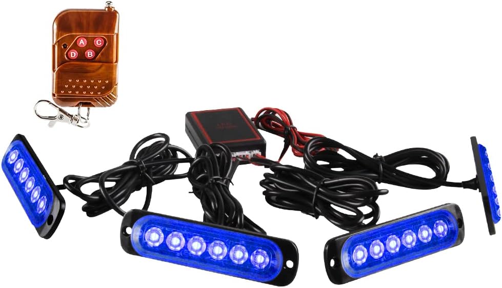 Sidaqi Luces estroboscópicas de emergencia LED con control remoto, azul ...