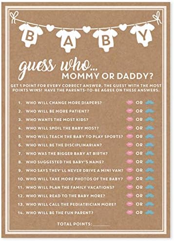 Amazon.com: Party Hearty 50 pcs Baby Shower Games for Girl or Boy ...