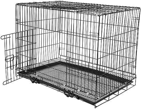 Amazon Basics Foldable Metal Wire Dog Cage/Crate/Carrier with Tray ...