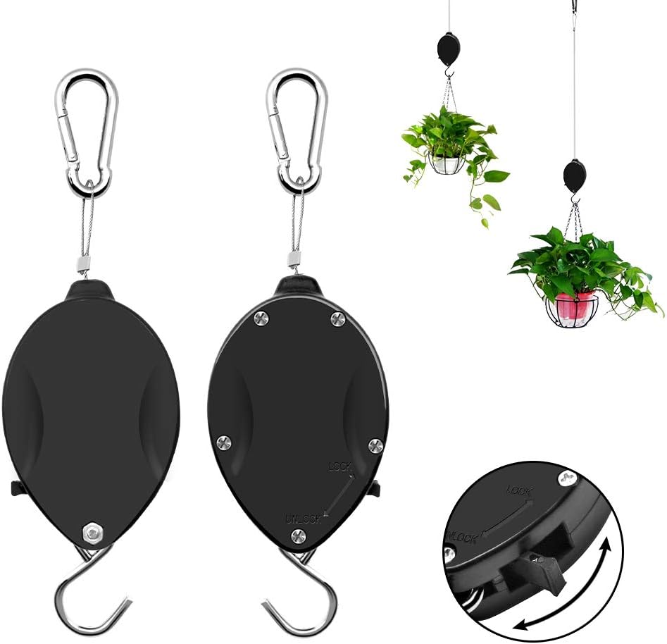 Sunnayc Retractable Plant Pulley, Adjustable Plant Hanger Hook with ...