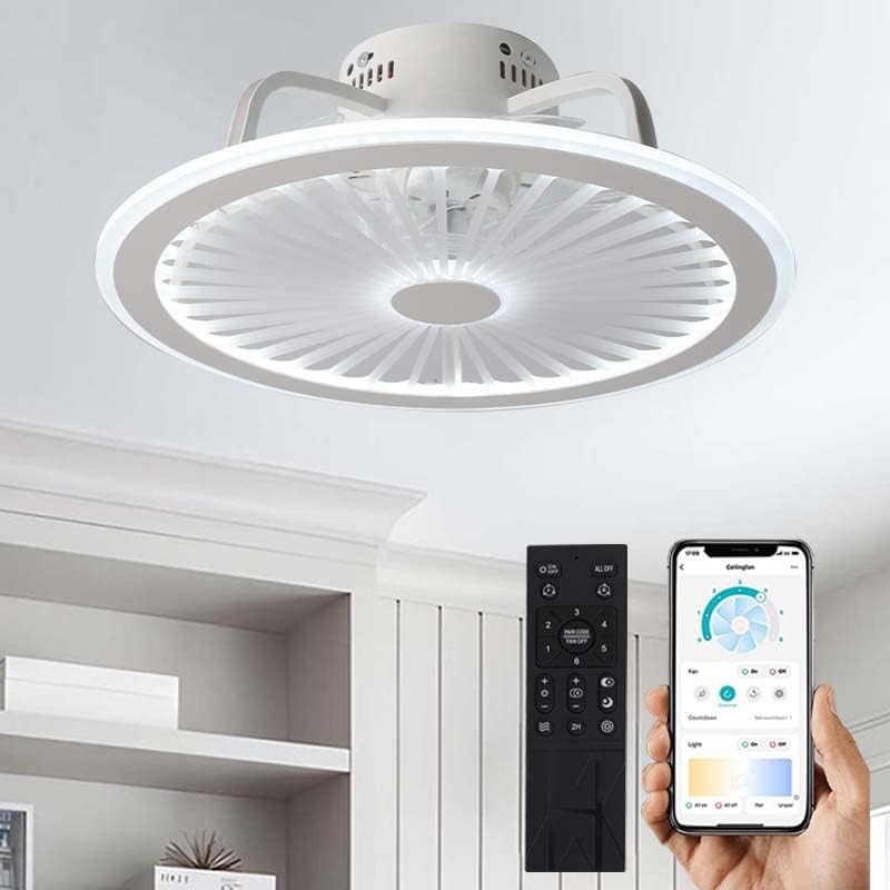 Bladeless Ceiling Fans with Lights and Remote, Low Profile Enclosed ...