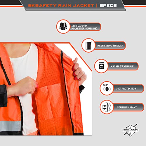 Snapklik.com : SKSAFETY Safety Rain Jacket, Professional Level Class 3 ...