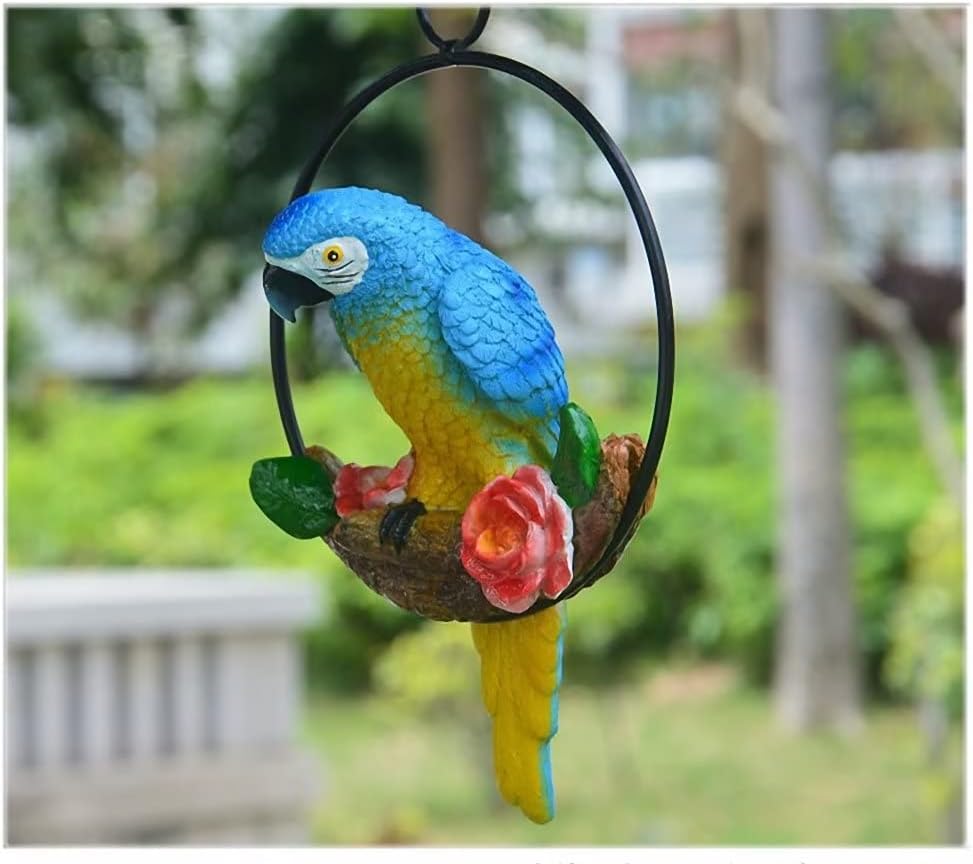 Amazon.com: Namyuk Hanging Parrot Statue Artificial Macaws Parrot On ...