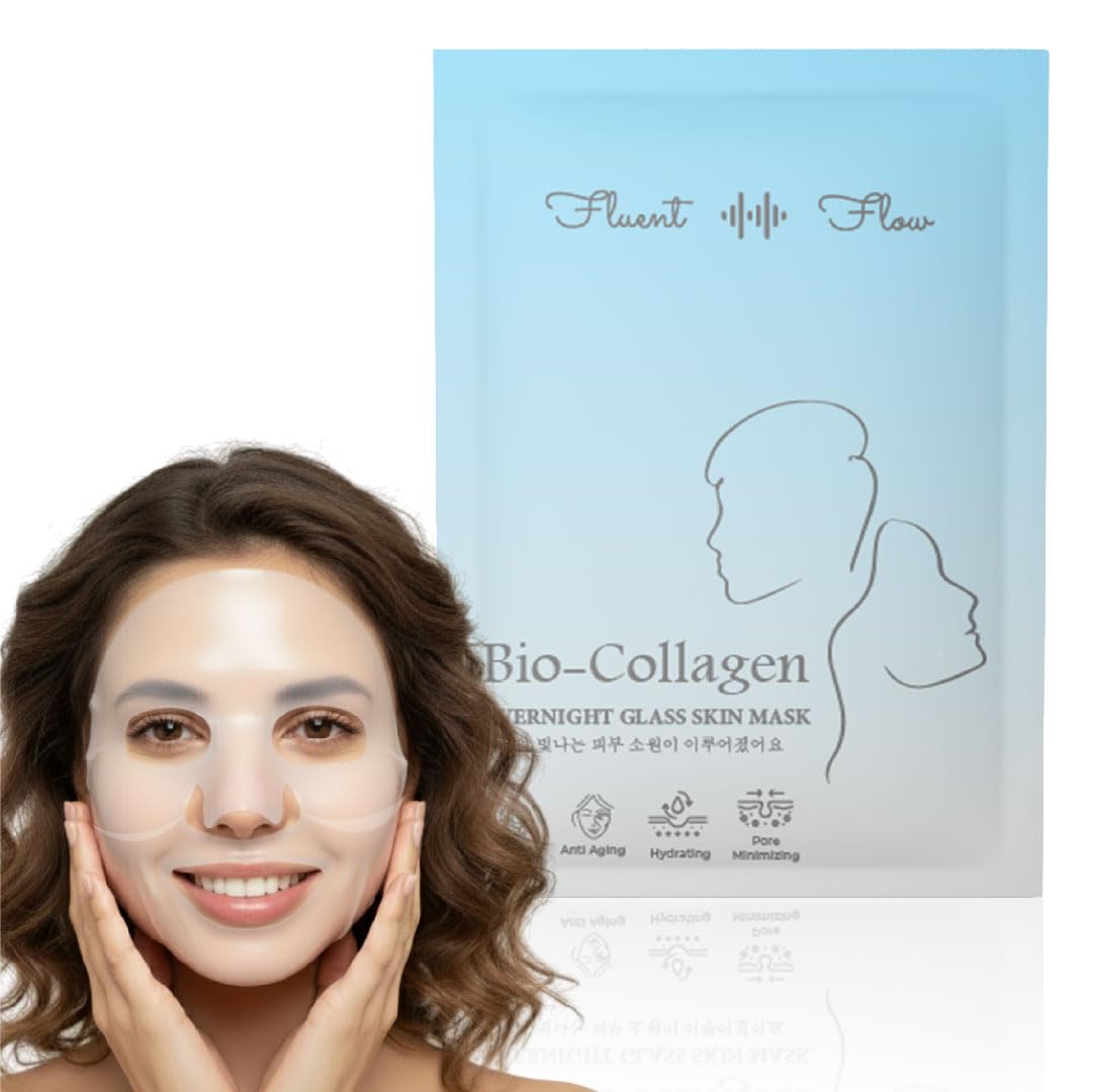 Buy Fluent Flow Bio Collagen Korean Face Mask for Women with Hyaluronic Acid & Niacinamide for ...