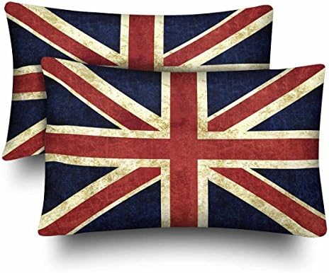 Throw Pillow Cover 2 Pack, Retro Flag Of England The Union Jack British ...