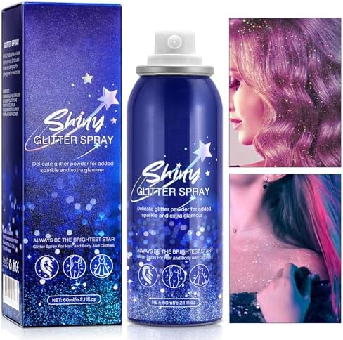 Body Glitter Spray 60 ml, 1 Pack Glitter Spray for Hair and Body ...