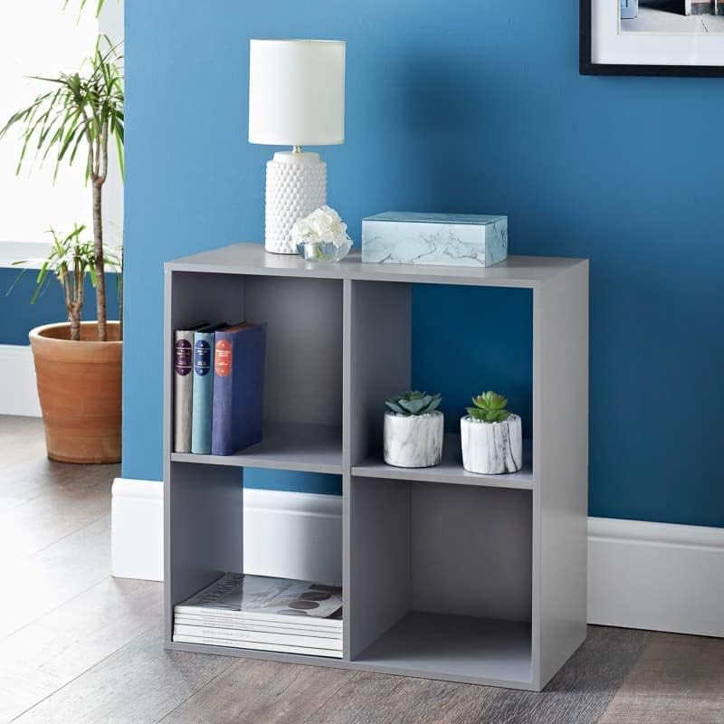 Homme Concept – 4 Cube Storage Unit, Grey Living Room Bookcases and ...