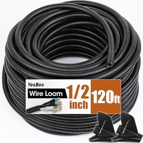 Amazon.com: 120 FT Wire Loom 1/2 Inch, Split Wire Loom Tubing Wire ...