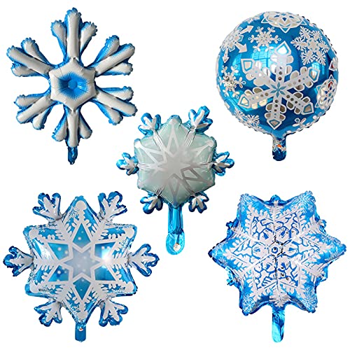 Amazon.com: Vocoliday 10pcs Snowflake Balloons Snowflake Foil Balloons ...