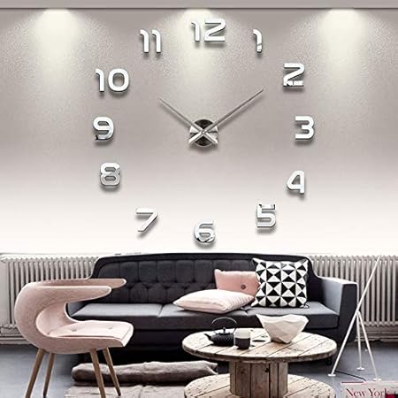 Amazon.com: Large DIY Wall Clock Kit, 3D Frameless Wall Clock with ...
