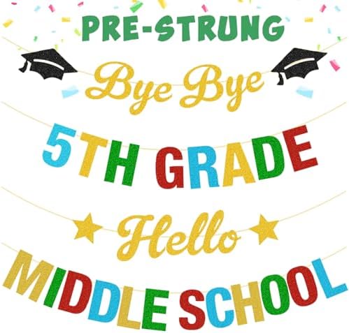 Amazon.com: NO-DIY Glittery 5th Grade Graduation Banner, Bye Bye 5th ...