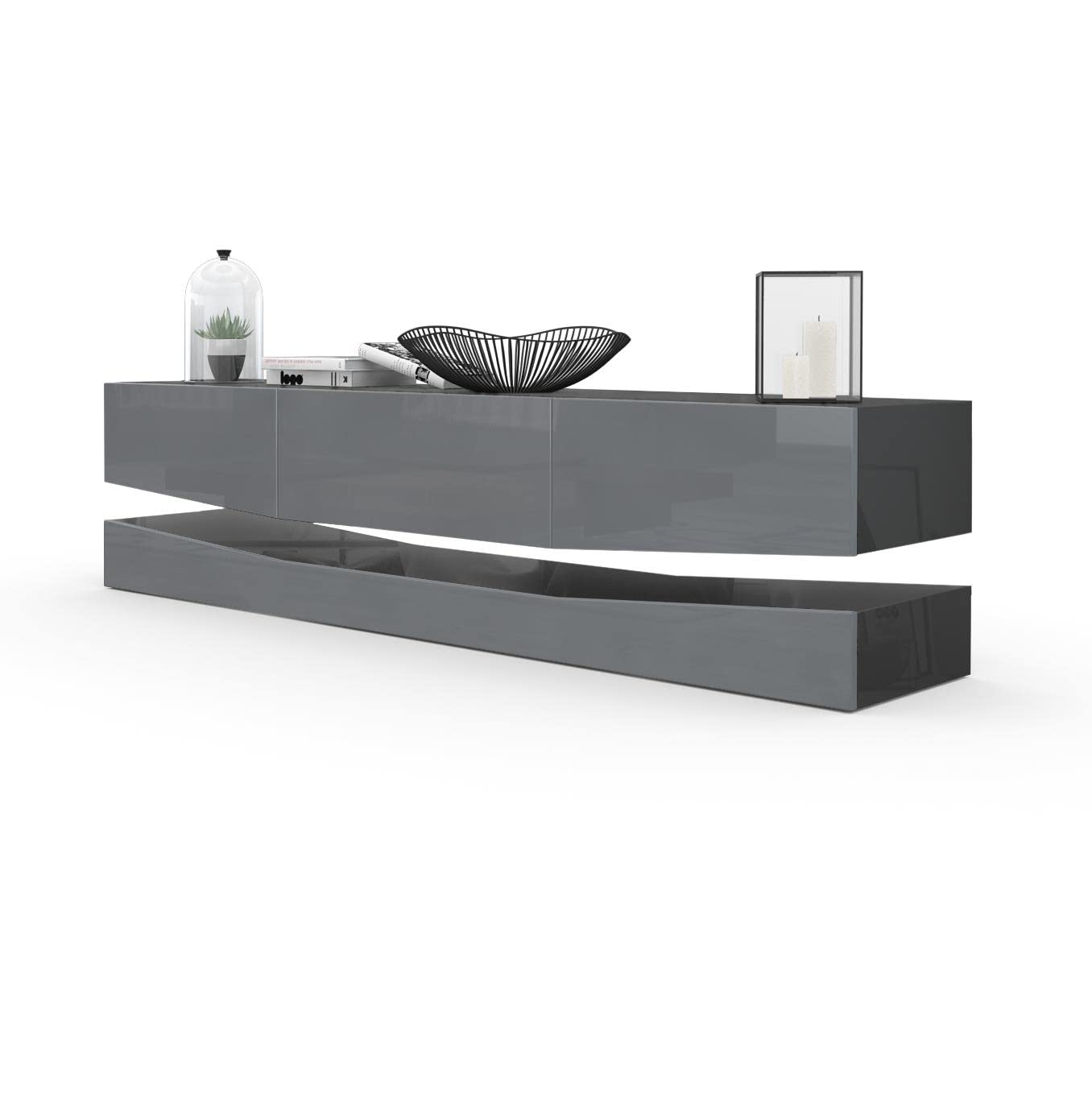 Vladon City Lowboard, TV Unit with Base, 1 Open Compartment and 3 ...