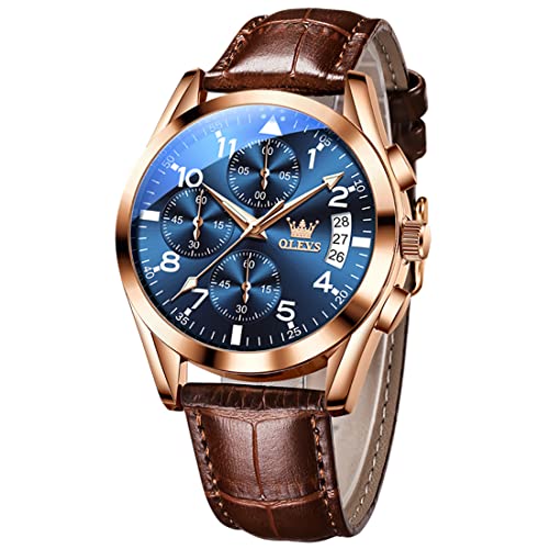 Analog Mens Watches Blue Face Quartz Watch Big Face Dress Easy Read ...