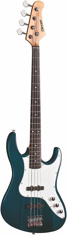 Amazon.com: Clevan CJB-20 Agathis 4-String Electric Bass, Metalic Blue ...