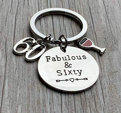 Amazon.com: 60th Birthday Keychain, Fabulous and Sixty Key ring, 60th ...