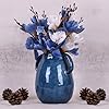 Amazon.com: Blue Ceramic Vase with 2 Handles, Modern Rustic Farmhouse ...