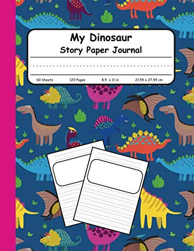 My Dinosaur Story Paper Journal: Half Page Ruled, Grade Level K-2 ...