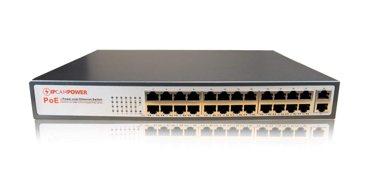 Amazon.com: IPCamPower 24 Port POE Network Switch W/ 2 Gigabit Uplink ...