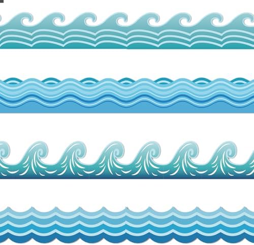 Amazon.com: Nezyo 2 Rolls Ocean Waves Bulletin Board Border 98 Feet ...
