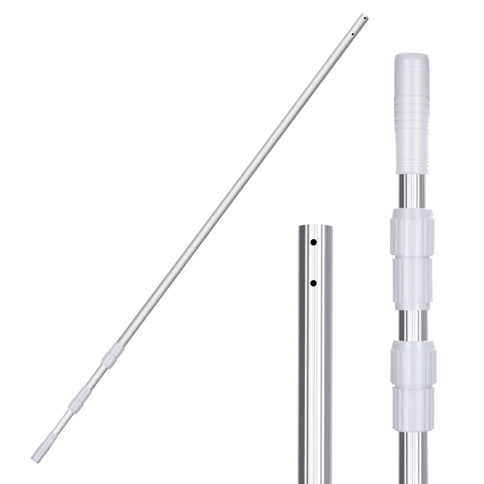 MASTERTOP Telescopic Pool Pole, 3-piece Aluminium Swimming Pool Pole ...