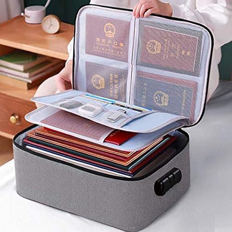 Amazon.com: Documents Storage Bag Important Files box 3 Layer Organizer ...