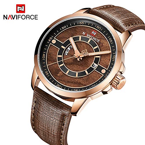 Naviforce Leather Strap Minimalistic Design Office Wear Watch for Men ...