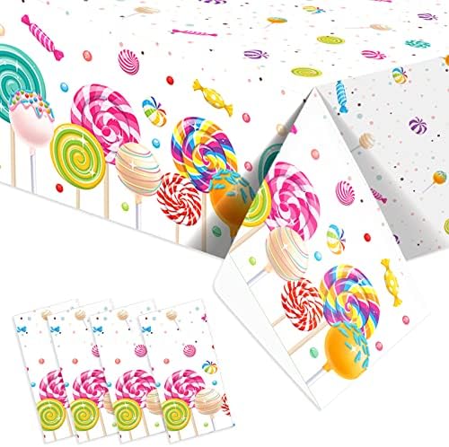 Amazon.com: Bolsome 4 Pieces Candyland Plastic Tablecloth Candy Land ...