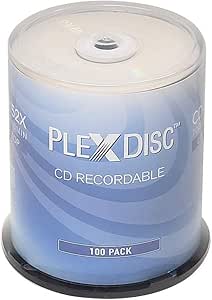 PlexDisc CD-R 700MB 80 Minutos 52x grabables – Paquete de 100 Cajas ...