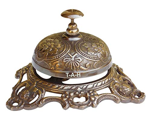 Antique Ornate Solid Brass Hotel Counter Bell Service Desk Bell Call ...