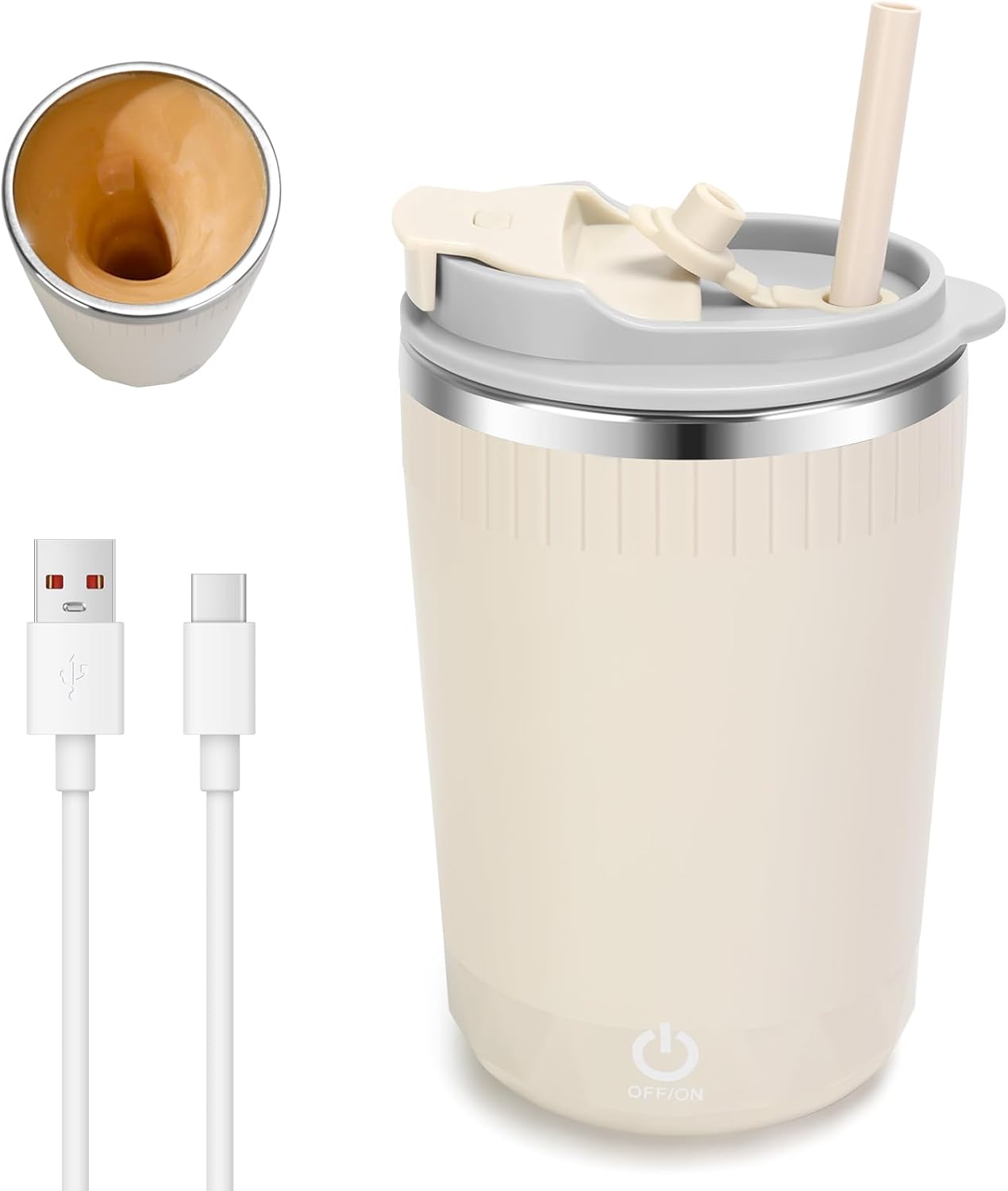 Amazon.com: Yummy Sam Self Stirring Coffee Mug with Silicone Straw, 13. ...