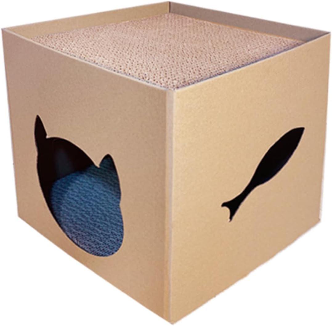 Amazon.com : Cardboard Cat House Cats Corrugated Scratcher Box Bunny ...
