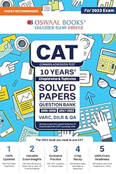 Oswaal CAT 10 Years' Chapter-wise and Topic-wise Solved Papers Question Bank 2005-2008, 2017 ...