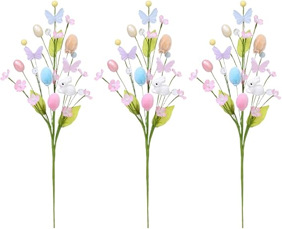 Amazon.com: 3 Pack Artificial Easter Spray Vine with Pastel Easter Eggs ...
