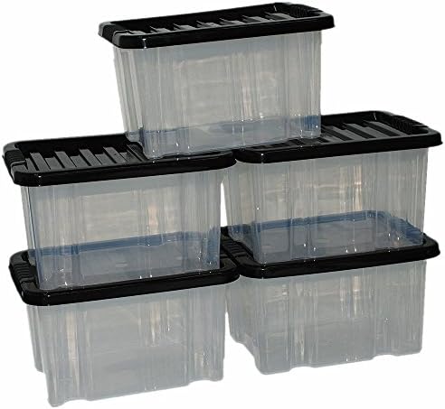 CrazyGadget® 24L 24 Litre Plastic Storage Clear Box Strong Stackable ...